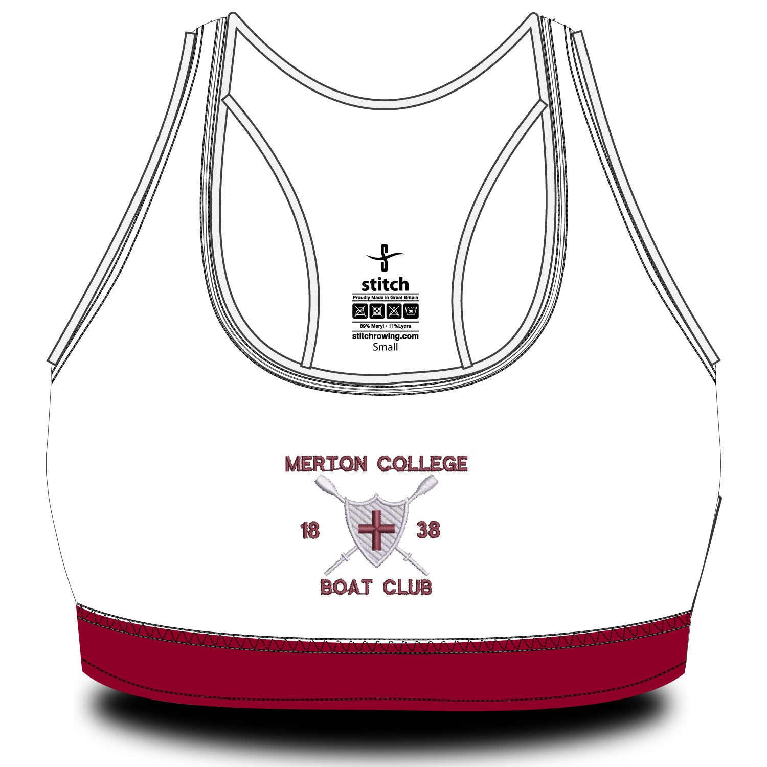 Merton College Boat Club White Sports Bra – Stitch Rowing